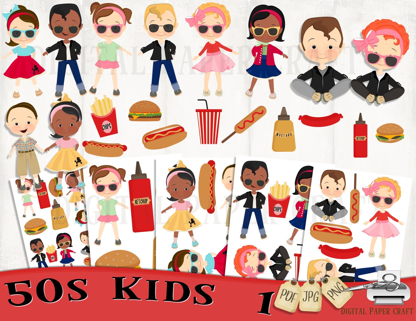 50s Clipart Children Clipart 1950 Clipart Rock N Roll - Etsy