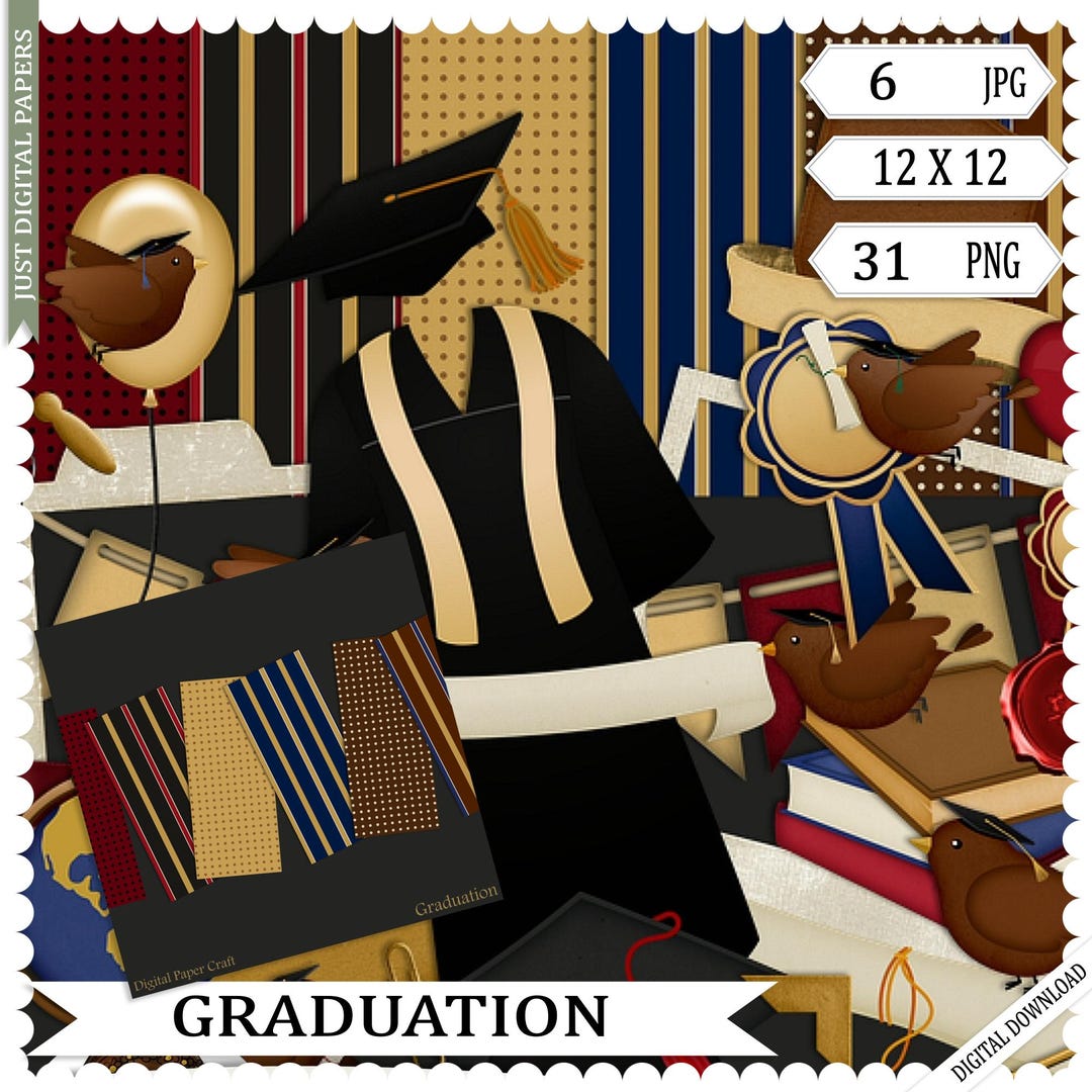 Graduation Scrapbook Kit: University, College, Photobook Making, Display, Printable, Elements ...