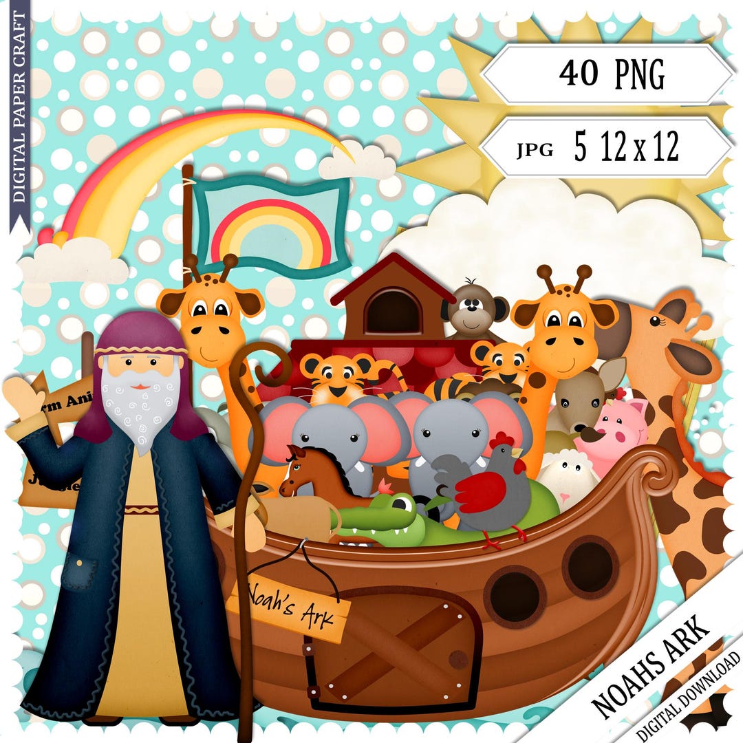 Noah's Ark Digital Scrapbook Kit: Christian Children's Theme (instant ...