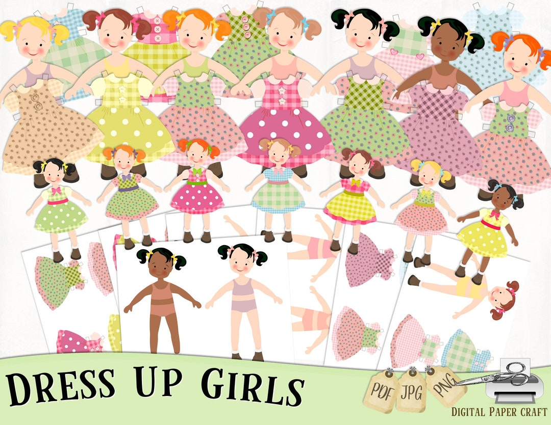Printable Paper Dollpaper Dolls With Red Brunette Black - Etsy