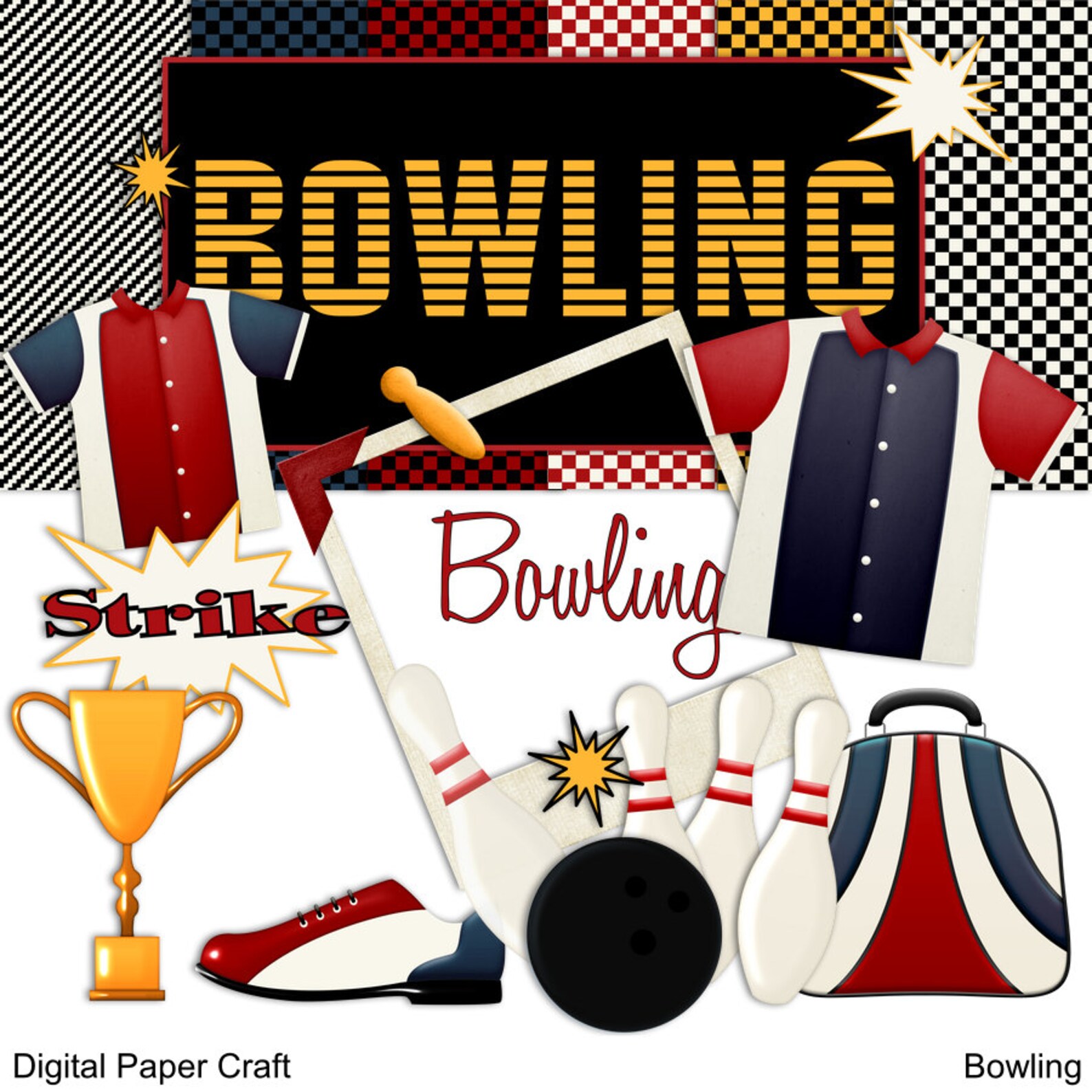 Bowling Scrapbook Bowling Scrapkit Digital Scrapbook - Etsy