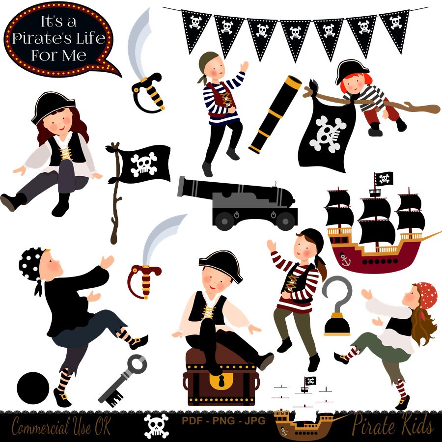 Pirate Clipart, Pirates Clip Art, Instant Download, Pirate Junk Journal ...