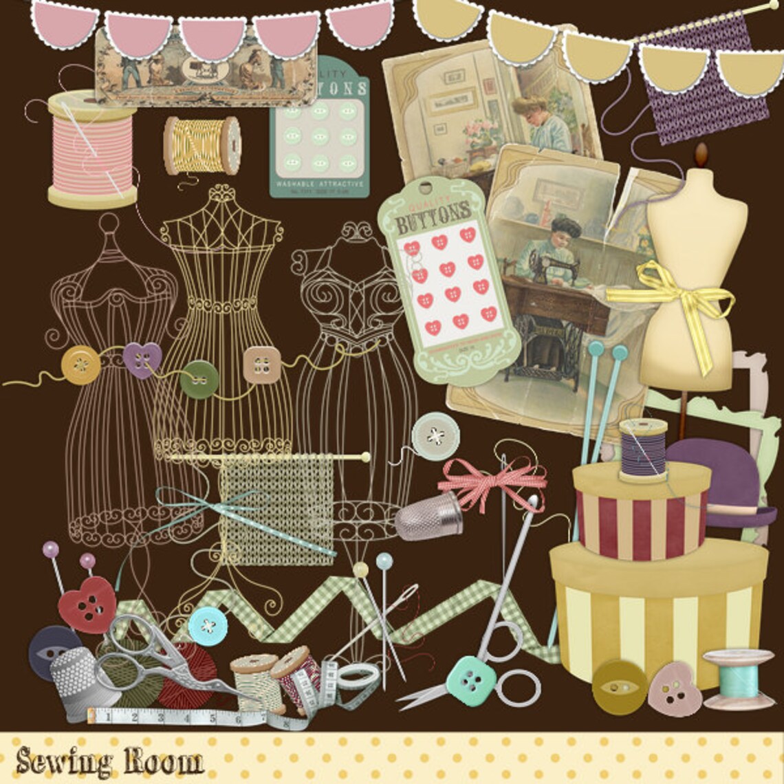 Sewing Scrapbook, Sew Scrapbooking Kit - Craft Kit - Instant Download ...