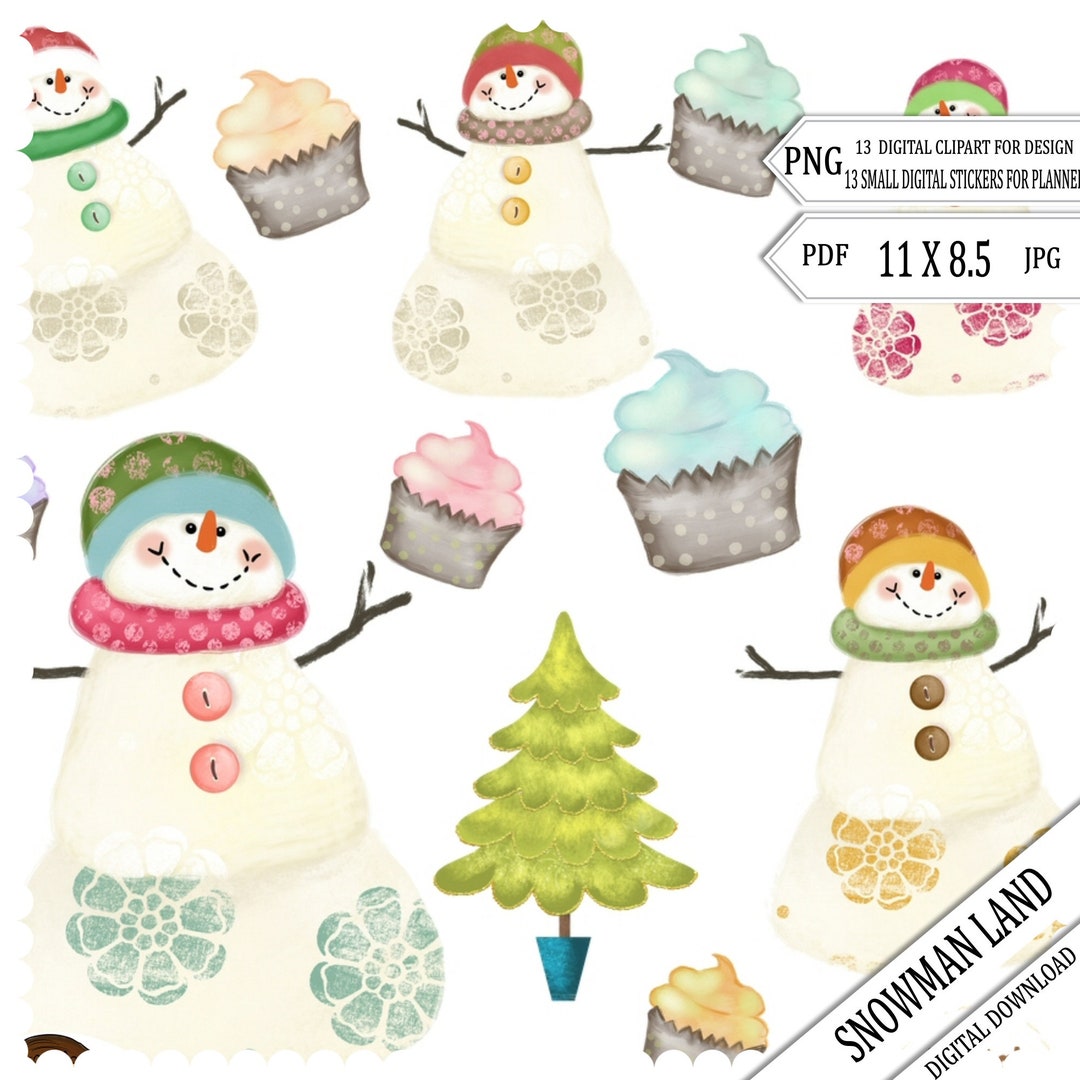 Snowman Clipart, Whimsy, Cute Winter, Cake Clipart, Winter Clipart ...