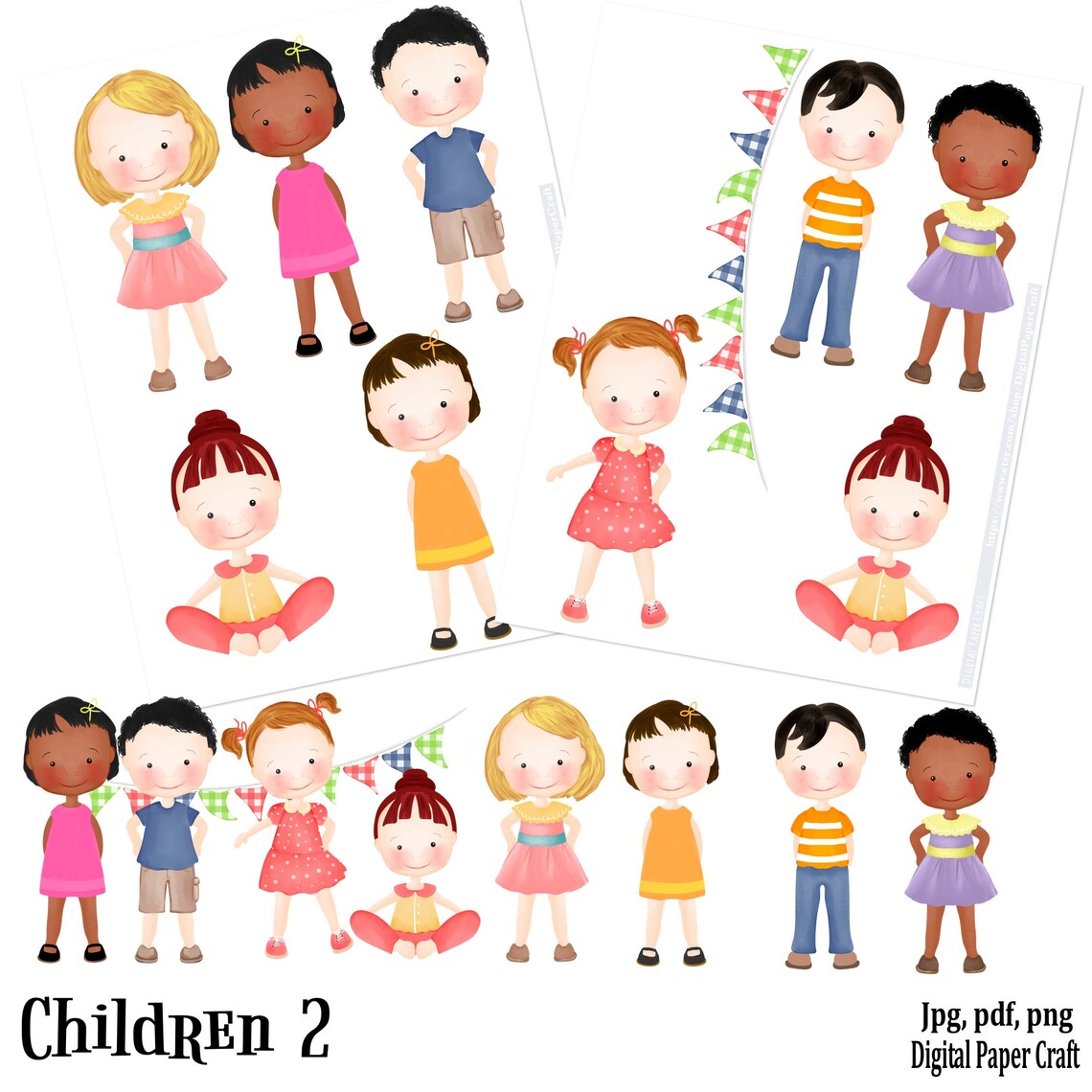 Children Clipart 2 Kids Clipart Birthday Clipart Clipart - Etsy