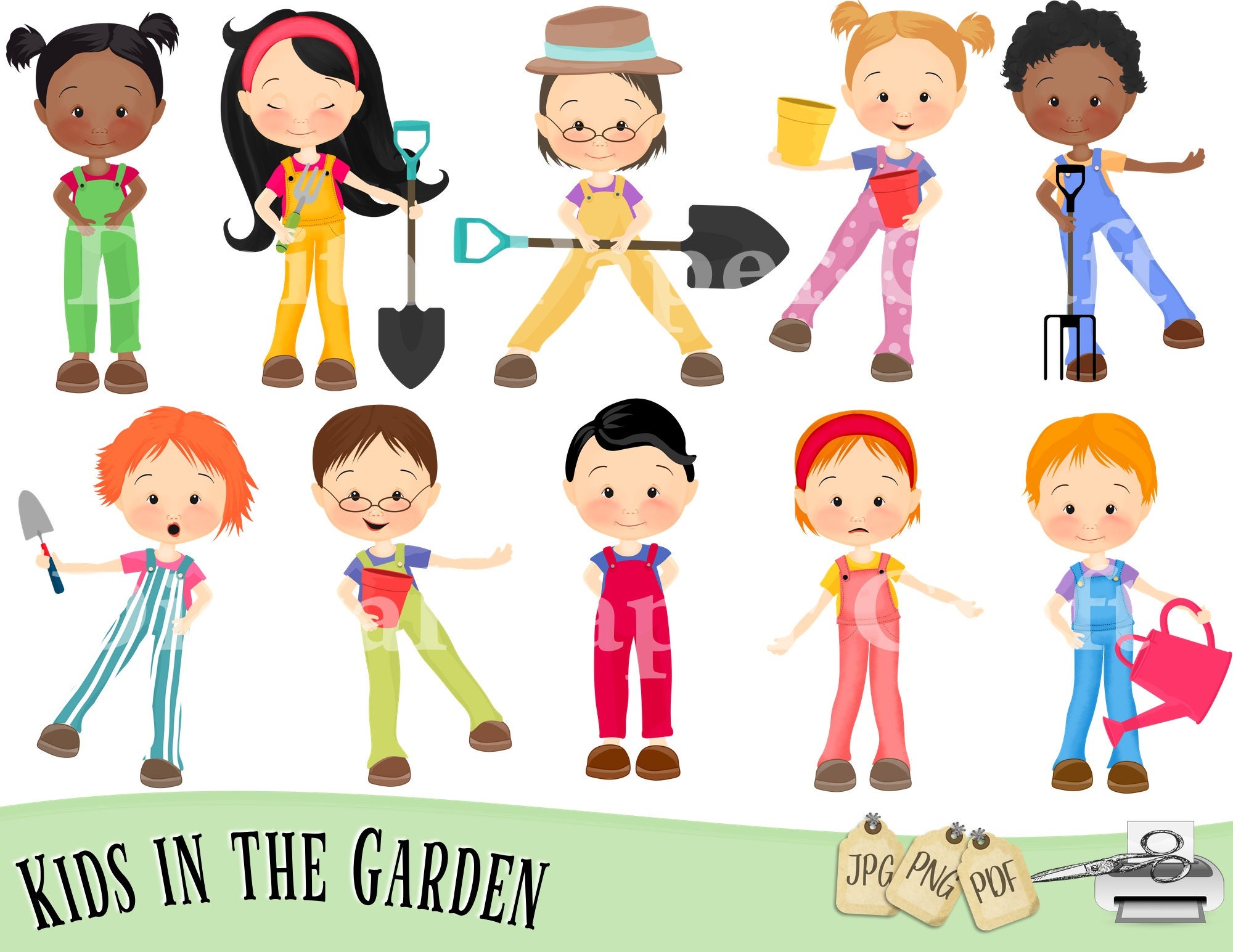 Gardening Clipart Children Clipart Clipart Planner | Etsy