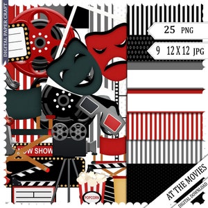 Movie Night, Scrapbook Kit, Sleep Over, Digital Scrap Kit, Instant ...