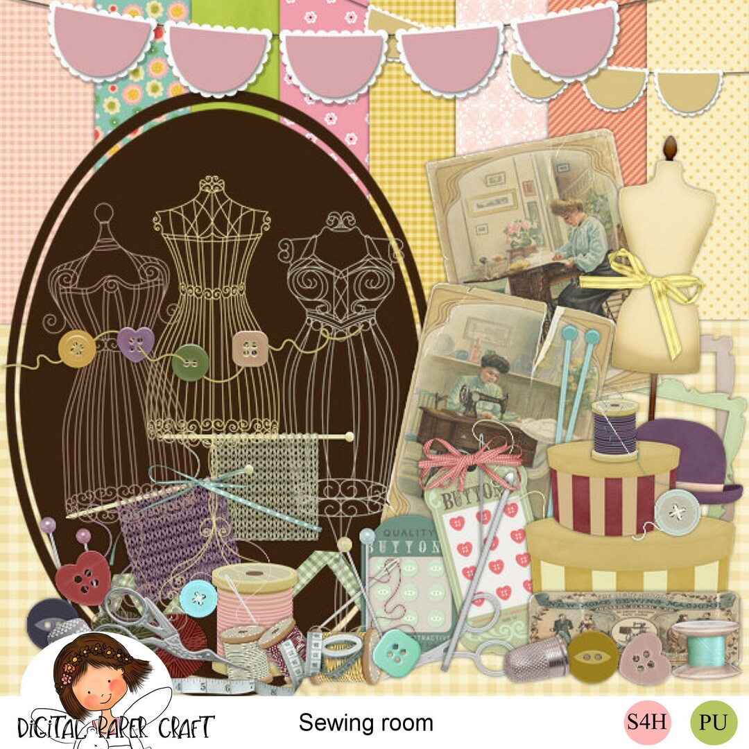 Sewing Scrapbook, Sew Scrapbooking Kit Craft Kit Instant Download ...