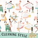 Retro Cleaning Clipart, Chores Clipart, Housework Clipart, Instant ...