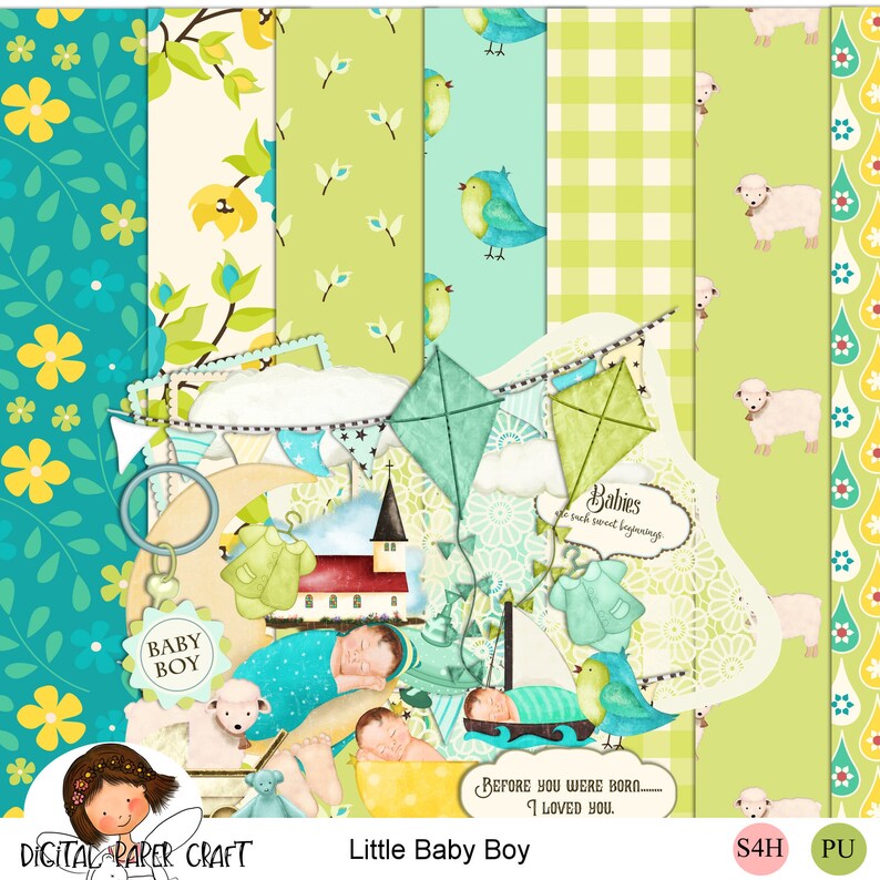 Baby Boy Scrapbook Digital Scrapbook Baby Boy Kit Newborn | Etsy