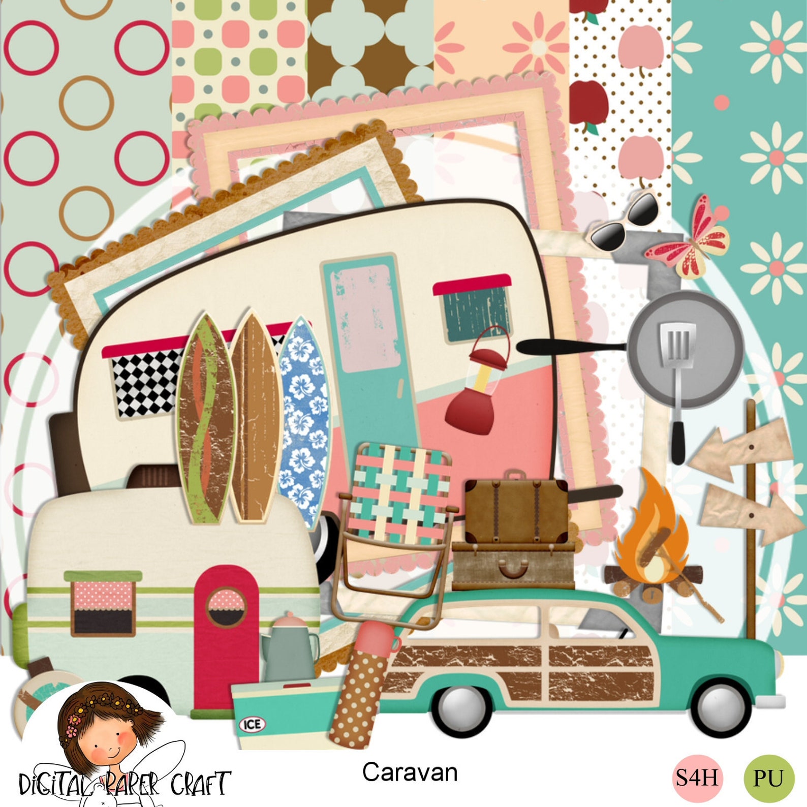 50s Scrapbook Kit, 1950 Scrap Kit, Caravan Scrapbook, Camping Scrapbook ...