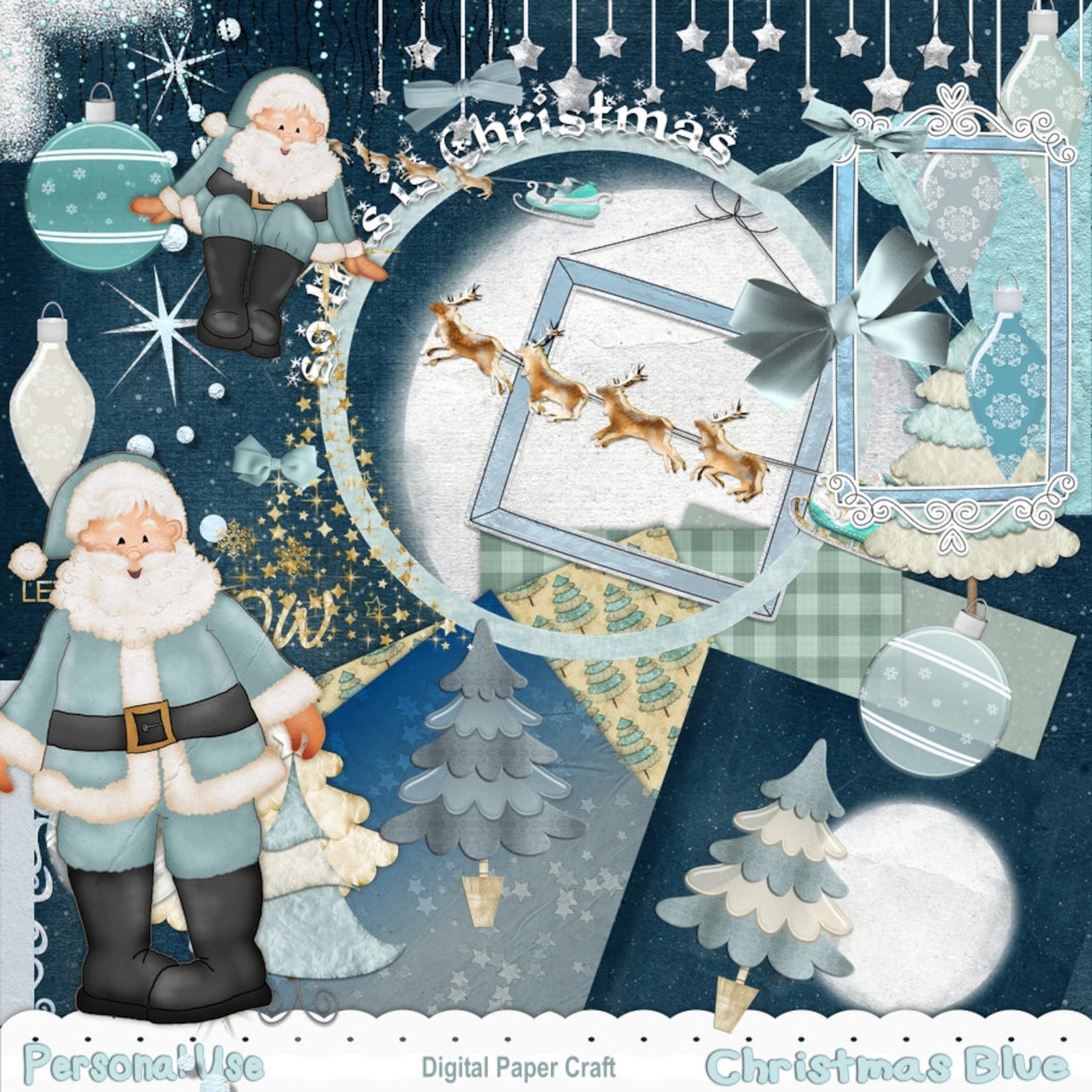 Santa Scrapbook, Blue Christmas, Christmas Scrapbook, Reindeer ...