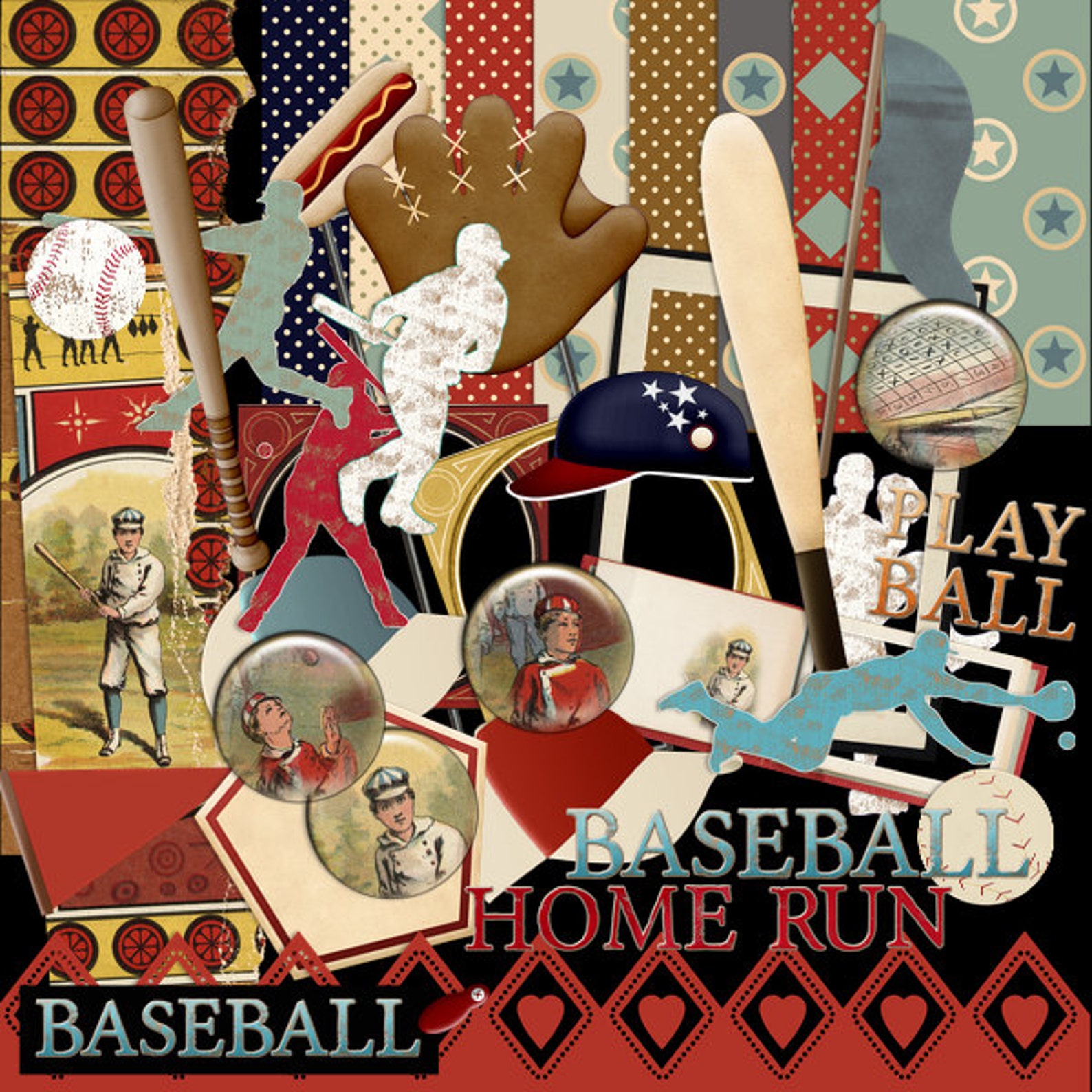 Baseball Scrapbook, Digital Scrapbook, American Baseball, Instant ...