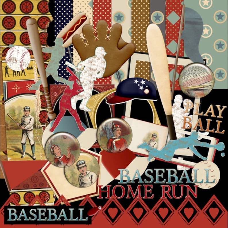 Baseball Scrapbook, Digital Scrapbook, American Baseball, Instant ...