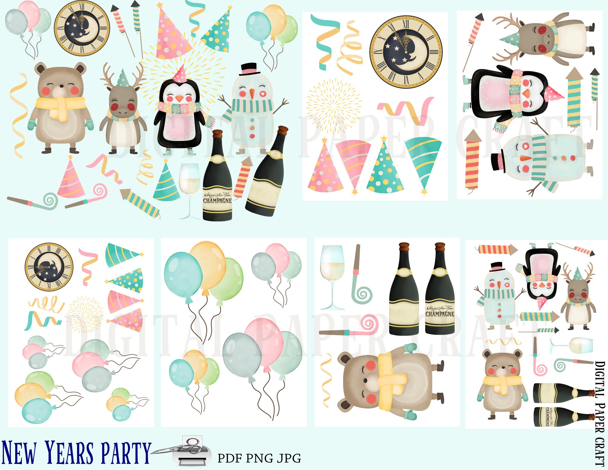 New Years Clipart, New Years, New Years Eve Clipart, Instant Download ...