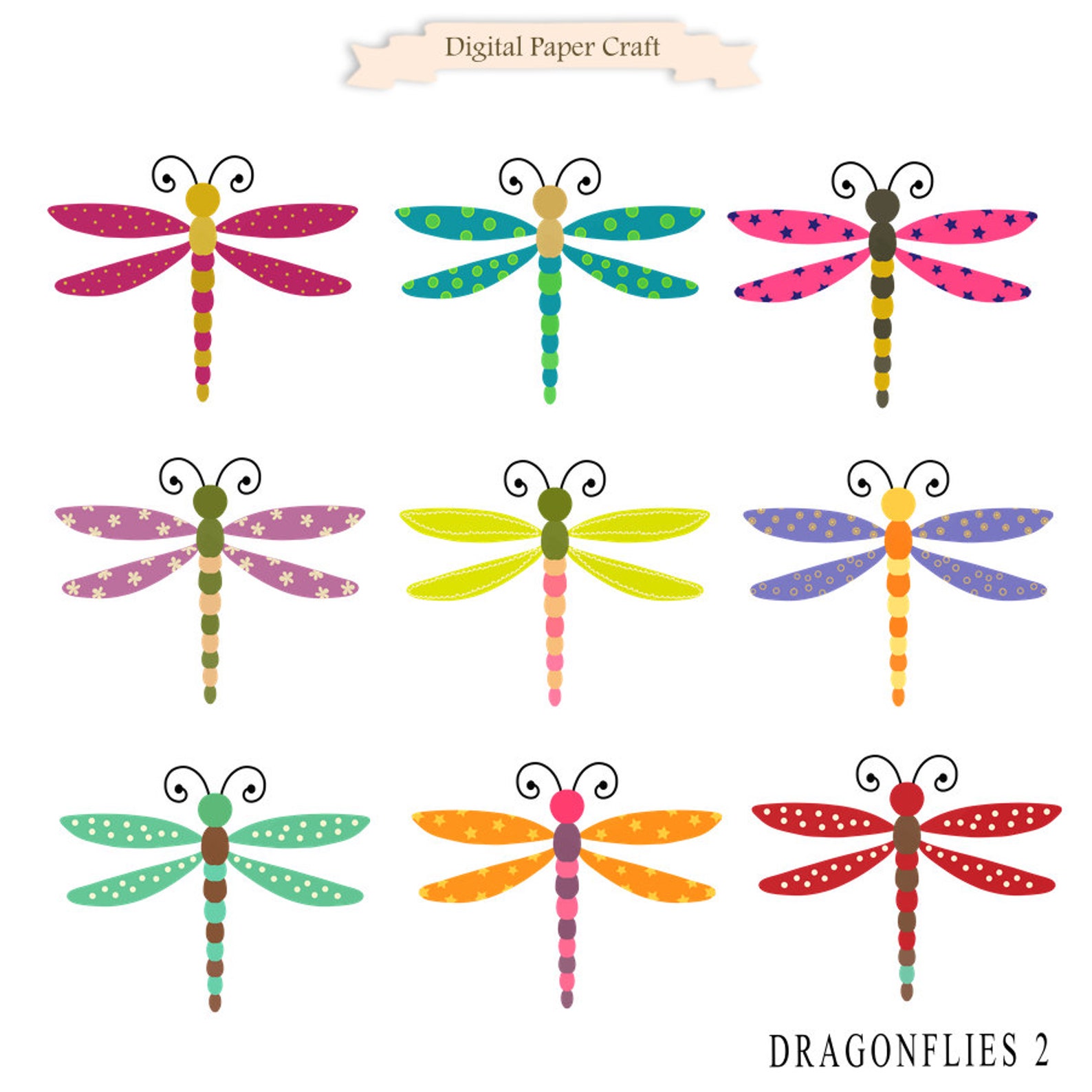 Dragonfly Clipart Dragonflies Clipart Instant Download | Etsy