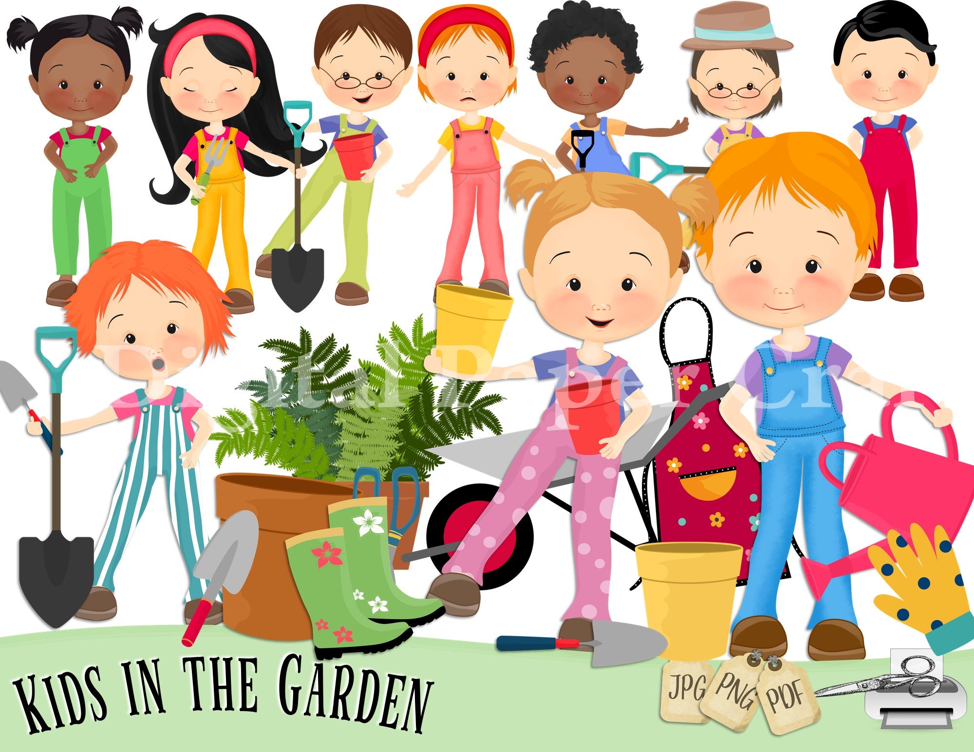 Gardening Clipart Children Clipart Clipart Planner - Etsy
