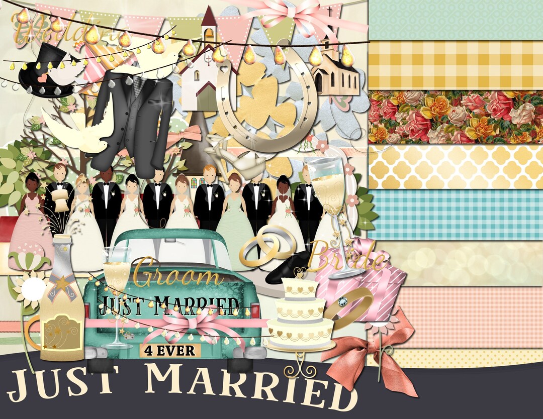 Wedding Scrapbook Digital Scrapbook Kit Wedding Clipart - Etsy
