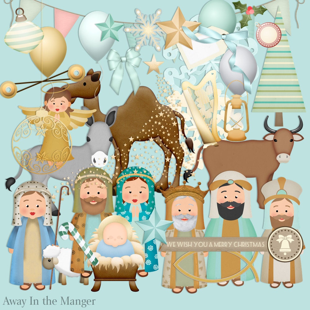Christmas Nativity Scrapbook Kit Away in the Manger mary | Etsy