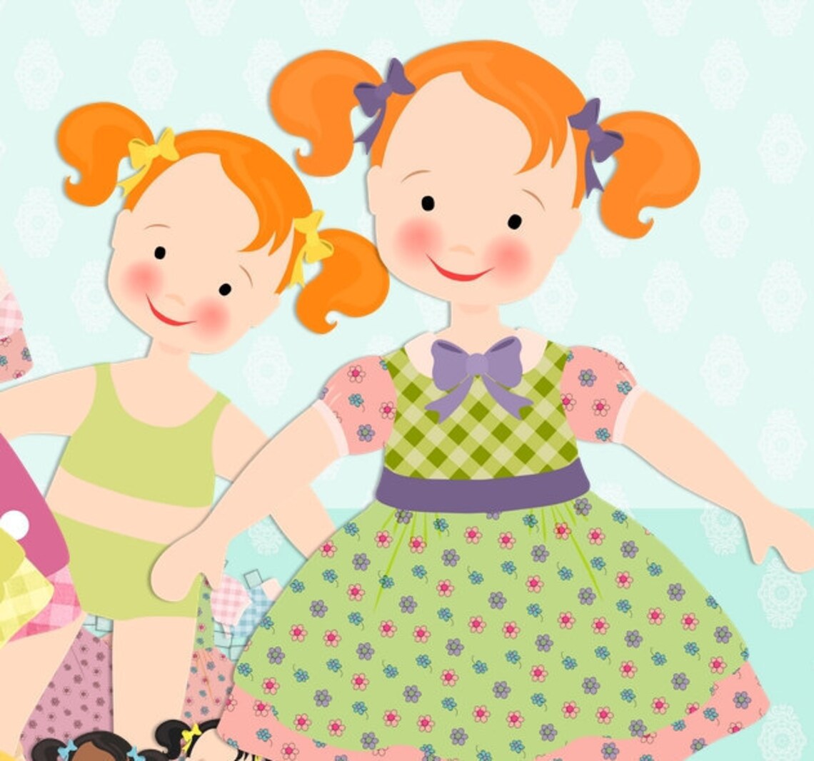 Printable Paper Dollpaper Dolls With Red Brunette Black - Etsy