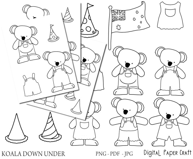 Koala Line Art Pretty Clipart Koala Clipart Printable Png - Etsy