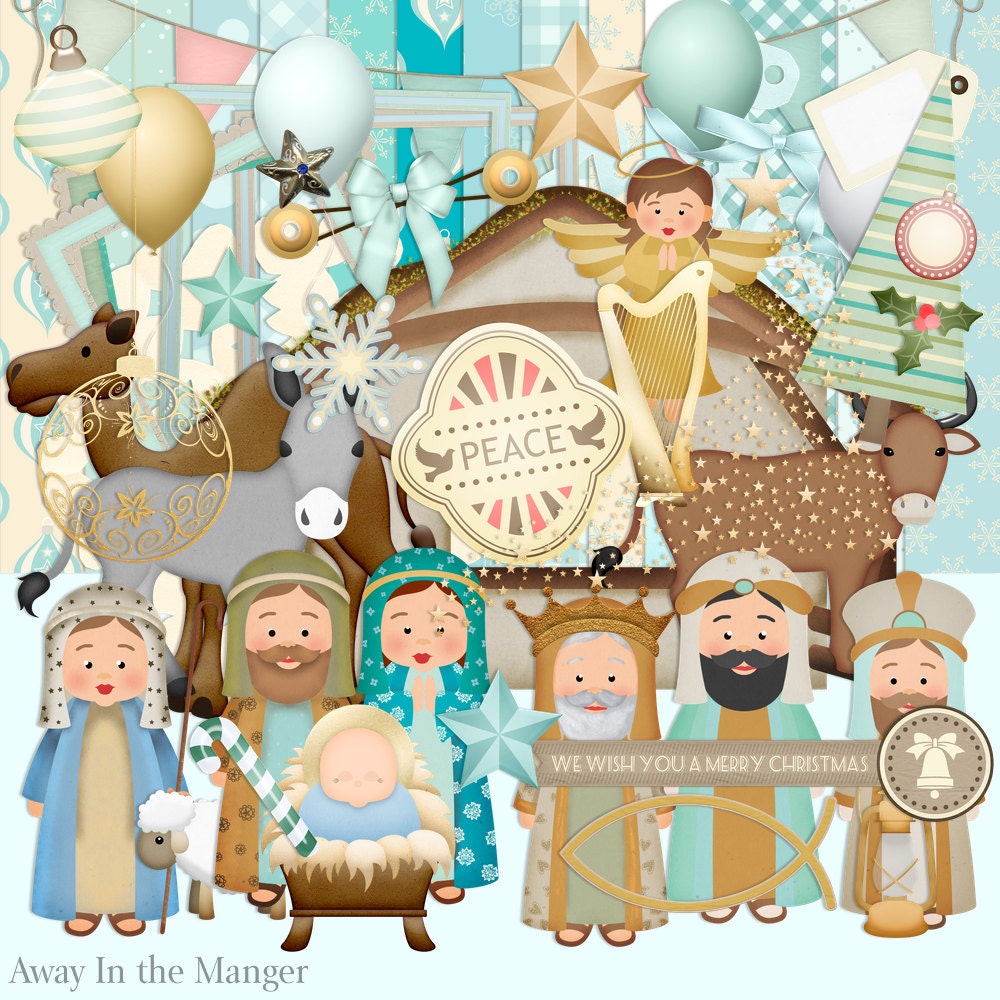 Christmas Nativity Scrapbook Kit Away in the Manger mary | Etsy