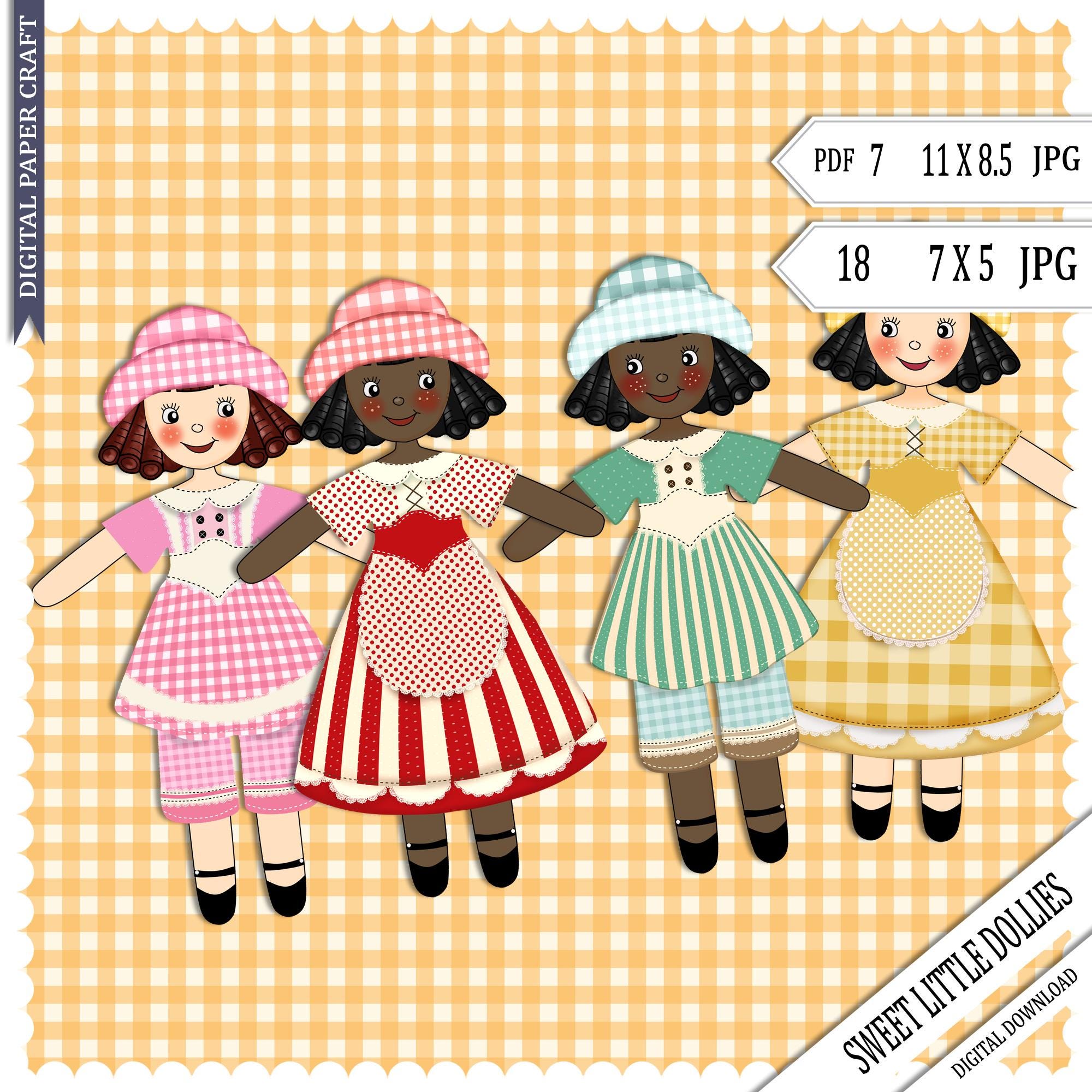 Paper Doll, Digital Paper Doll, Cut Out Doll, Hand Drawn Doll, Instant Download, Sweet Little ...
