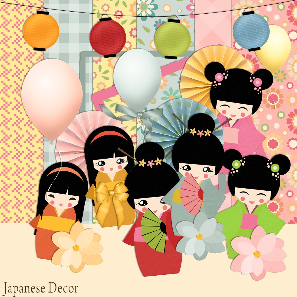 Japanese Scrapbook Kit, Japanese Scrapkit, Instant Download, Digital ...