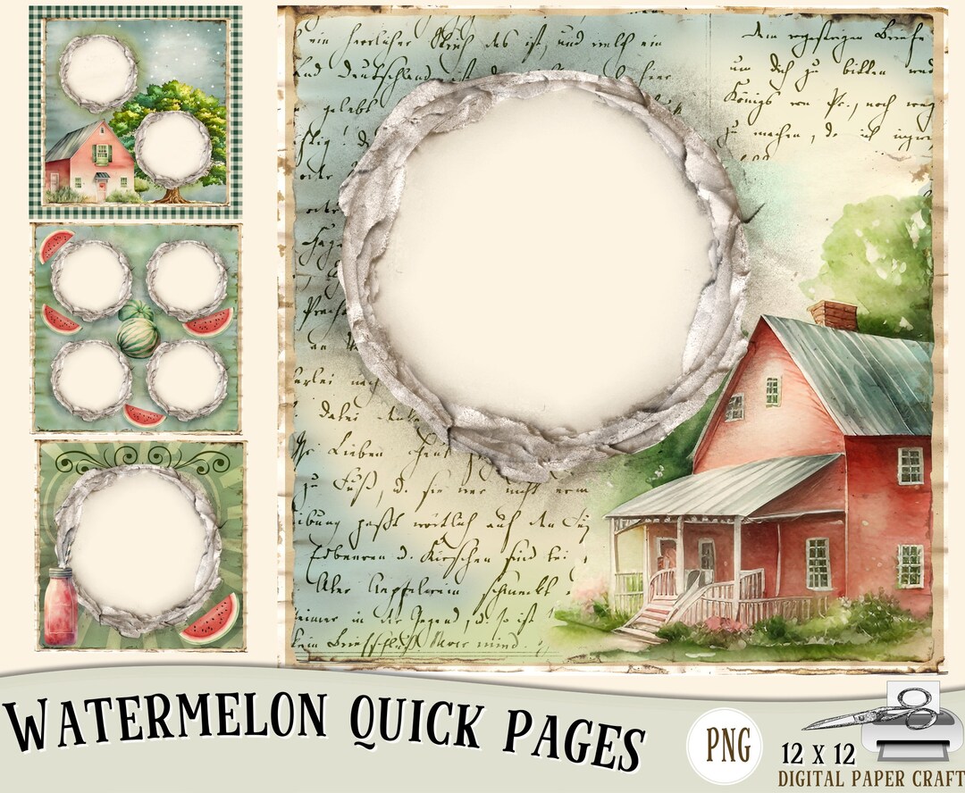 Watermelon Scrapbook Quick Pages - Etsy Australia