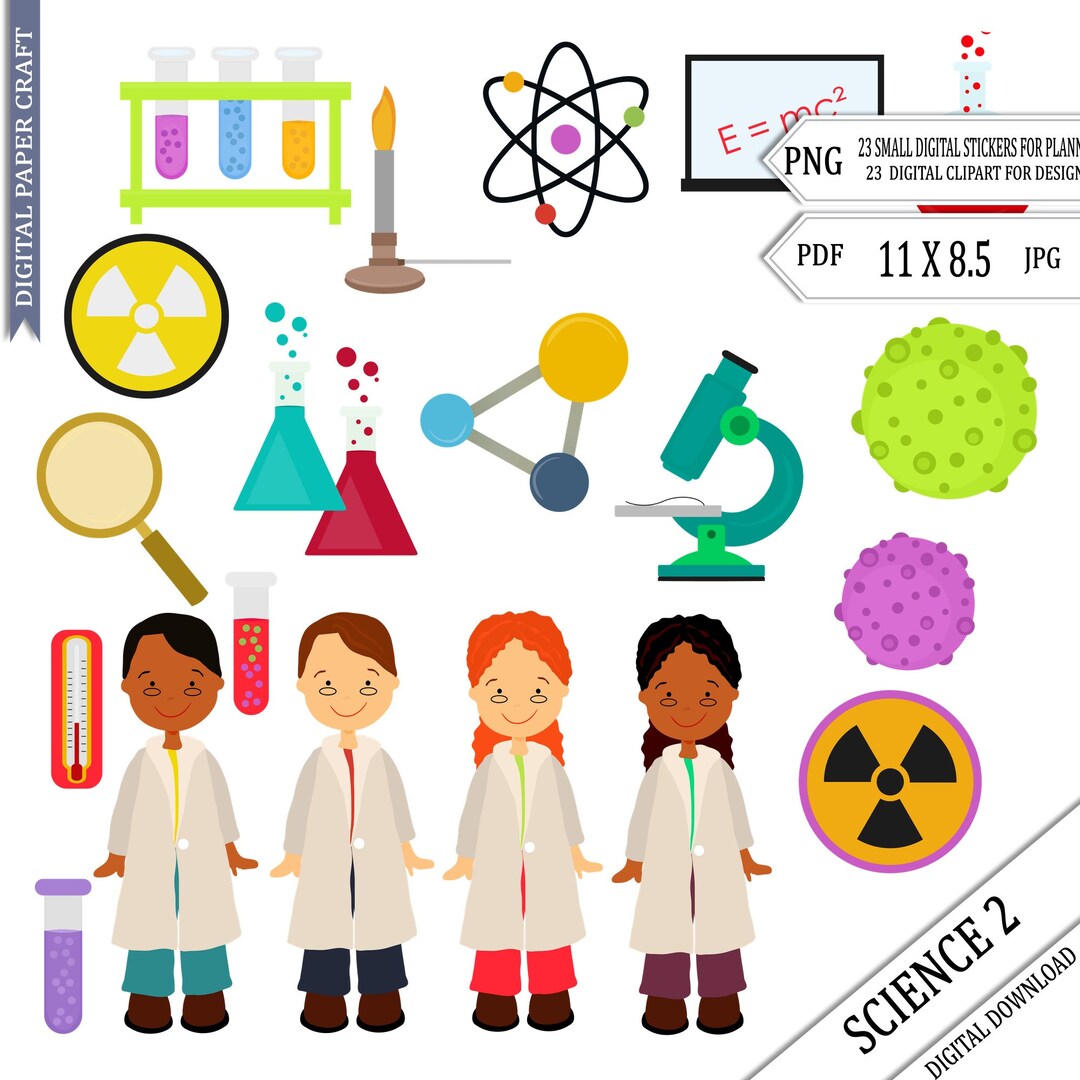 Science Clipart 2, Textube's, Bunsen Burner, Microscope, Children ...