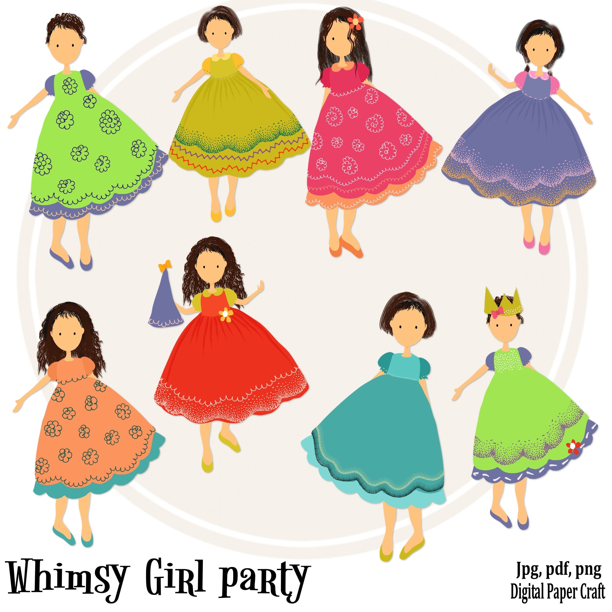 Whimsy Clipart Kids Clipart Birthday Clipart Girl Clipart - Etsy