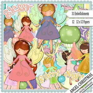 Angel Scrapbook, Christmas Scrapbook, Instant Download, Christmas ...