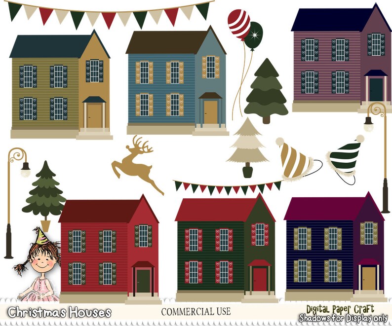Christmas House Clipart Holiday Clipart Christmas Clipart | Etsy