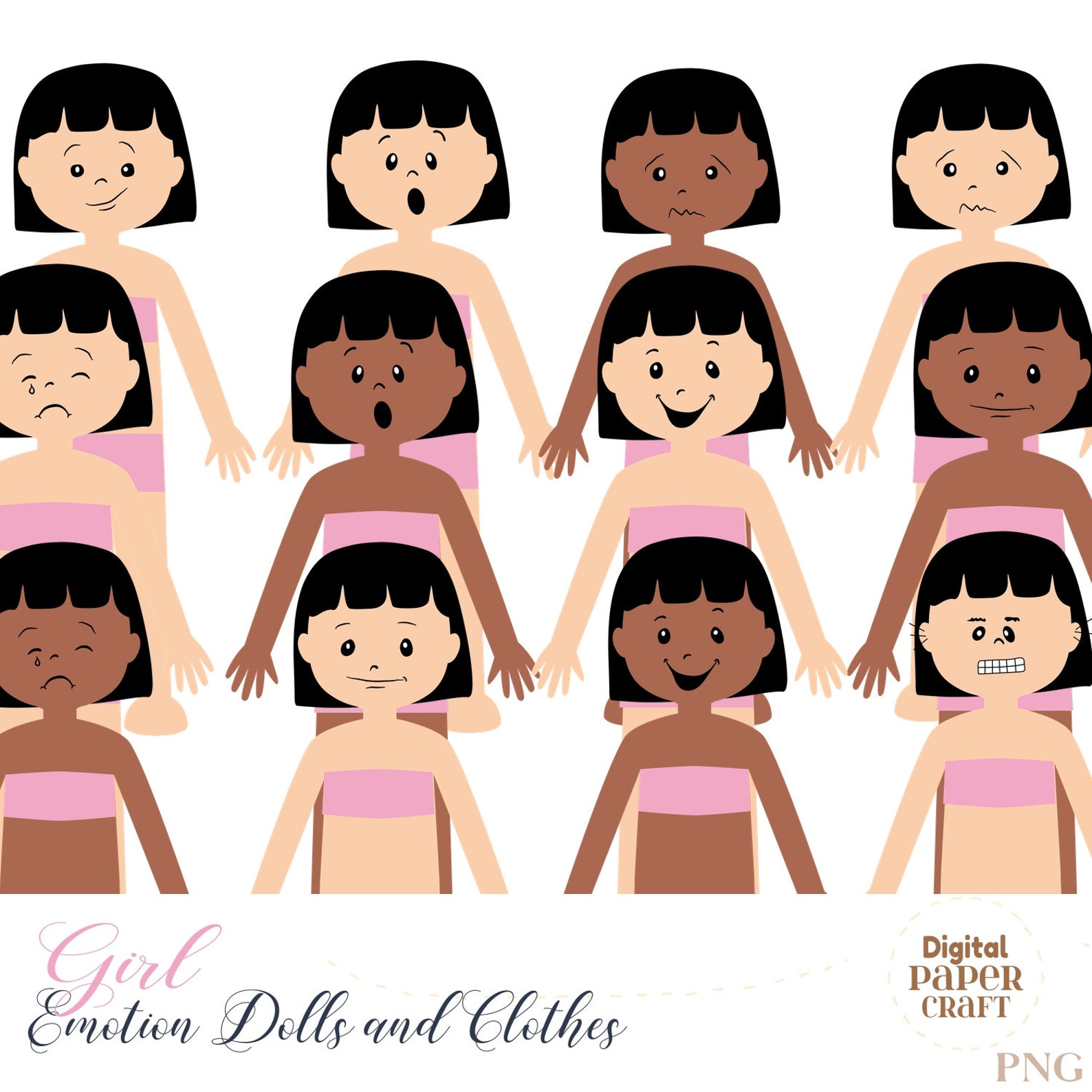 Emotion Clipart Doll Clipart Emotion Doll Clipart Instant | Etsy