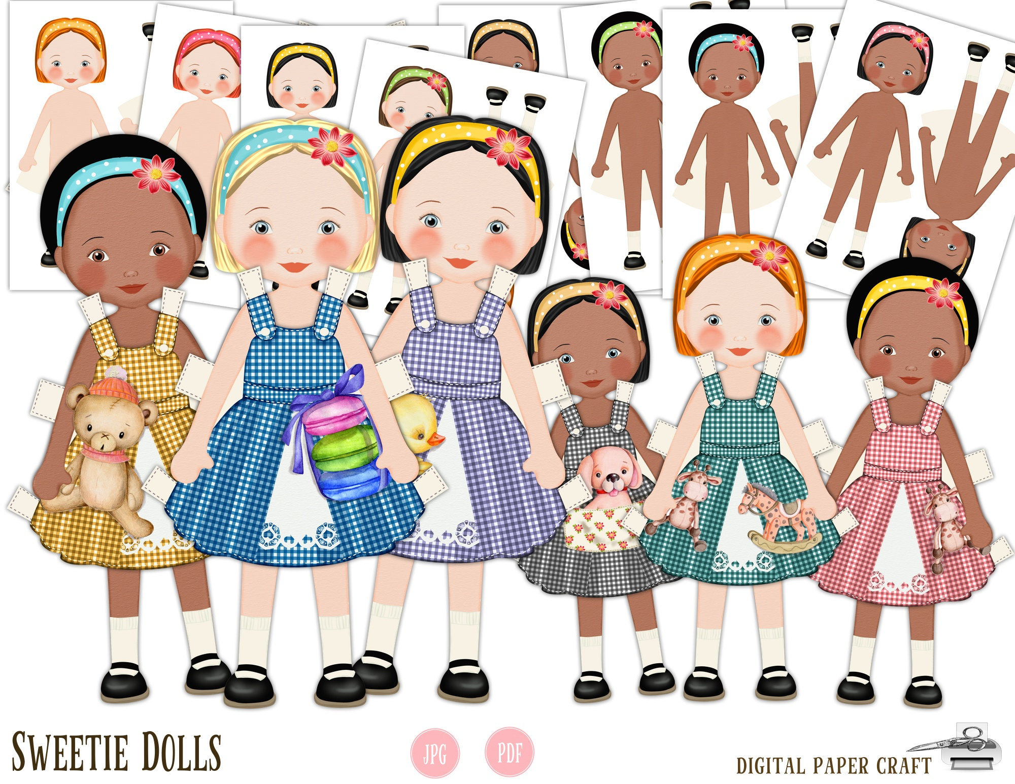 Paper Doll Multicultural Digital Paper Doll Cut Out Doll | Etsy