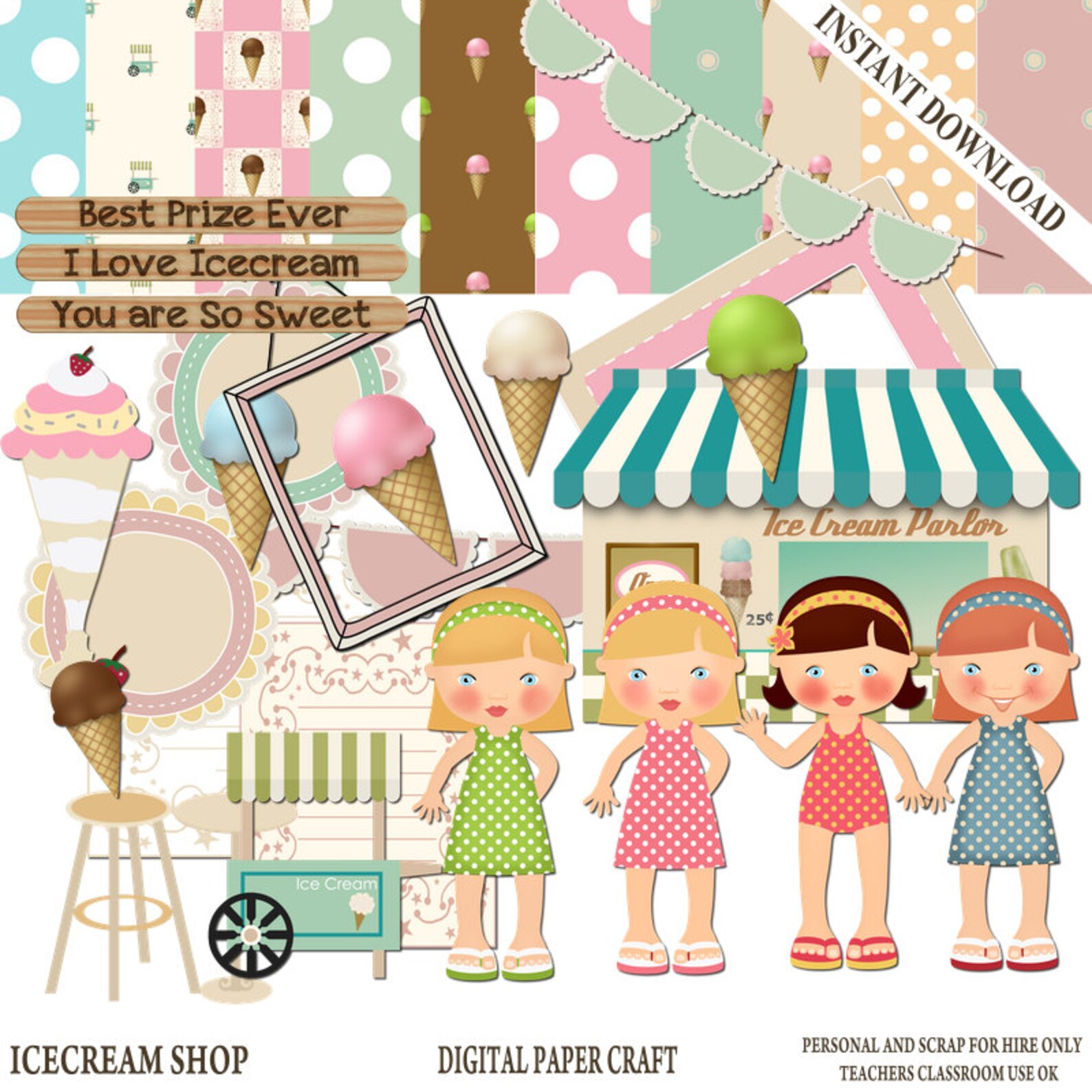 Ice Cream Shop Ice Cream Scrapbook Children Scrapbook - Etsy