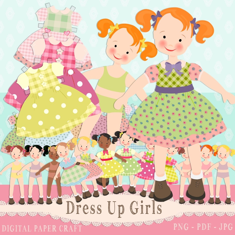 Printable Paper Dollpaper Dolls With Red Brunette Black - Etsy