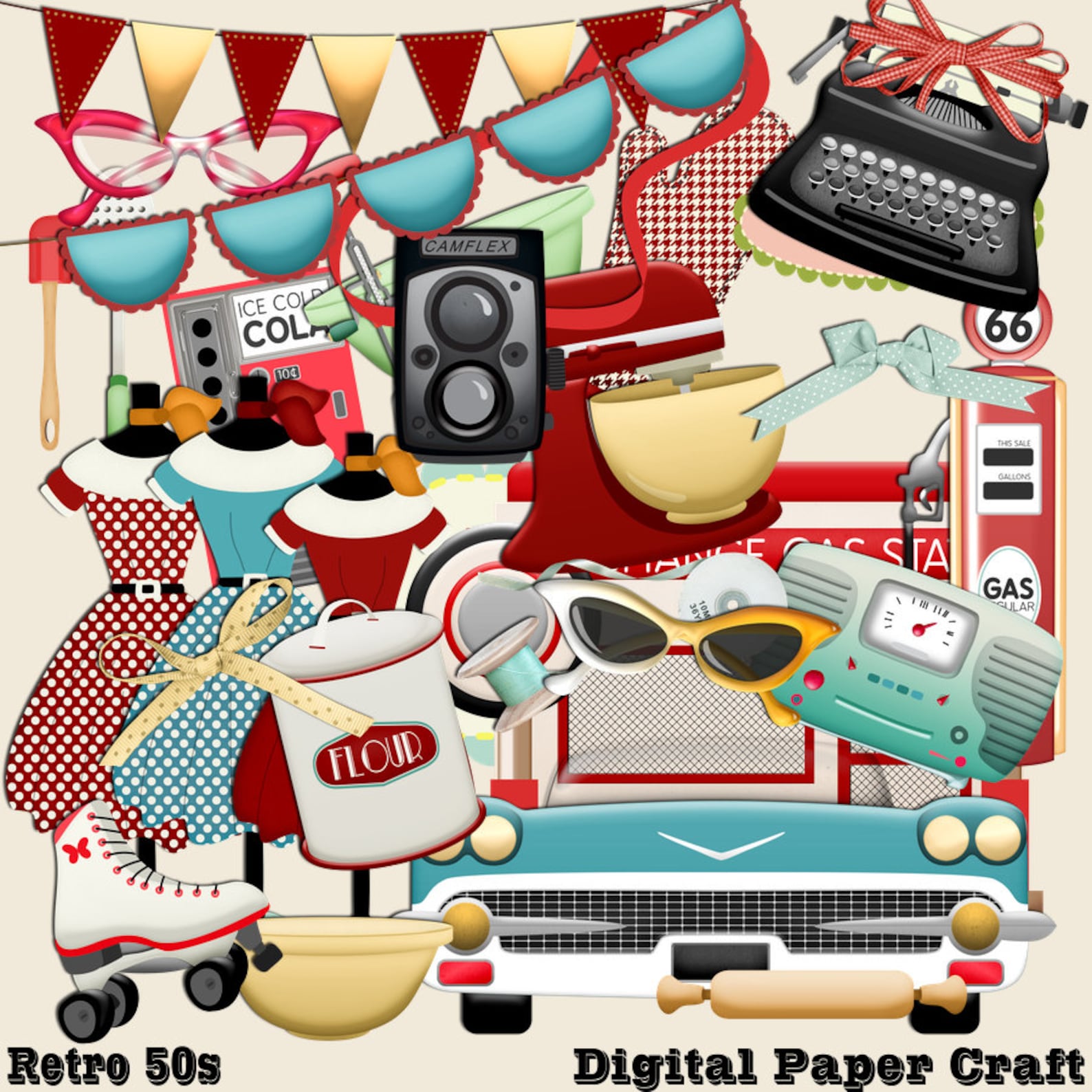 Retro Scrapbook, 50s Scrapbook, Scrapbooking Kit, 1950's Scrapbook Kit ...