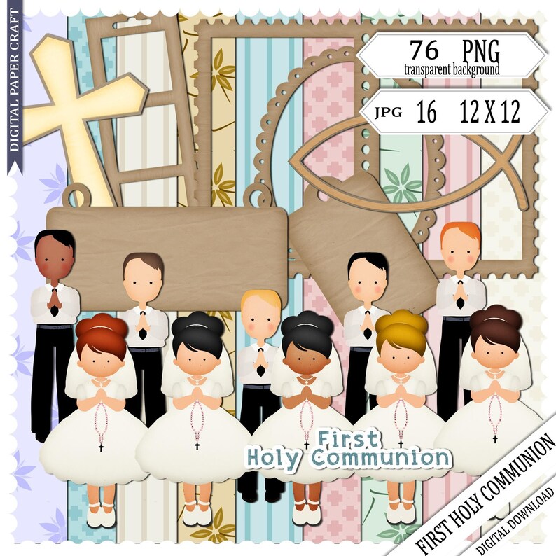 First Holy Communion Scrapbook Kit: Christian Boys Girls Religious ...