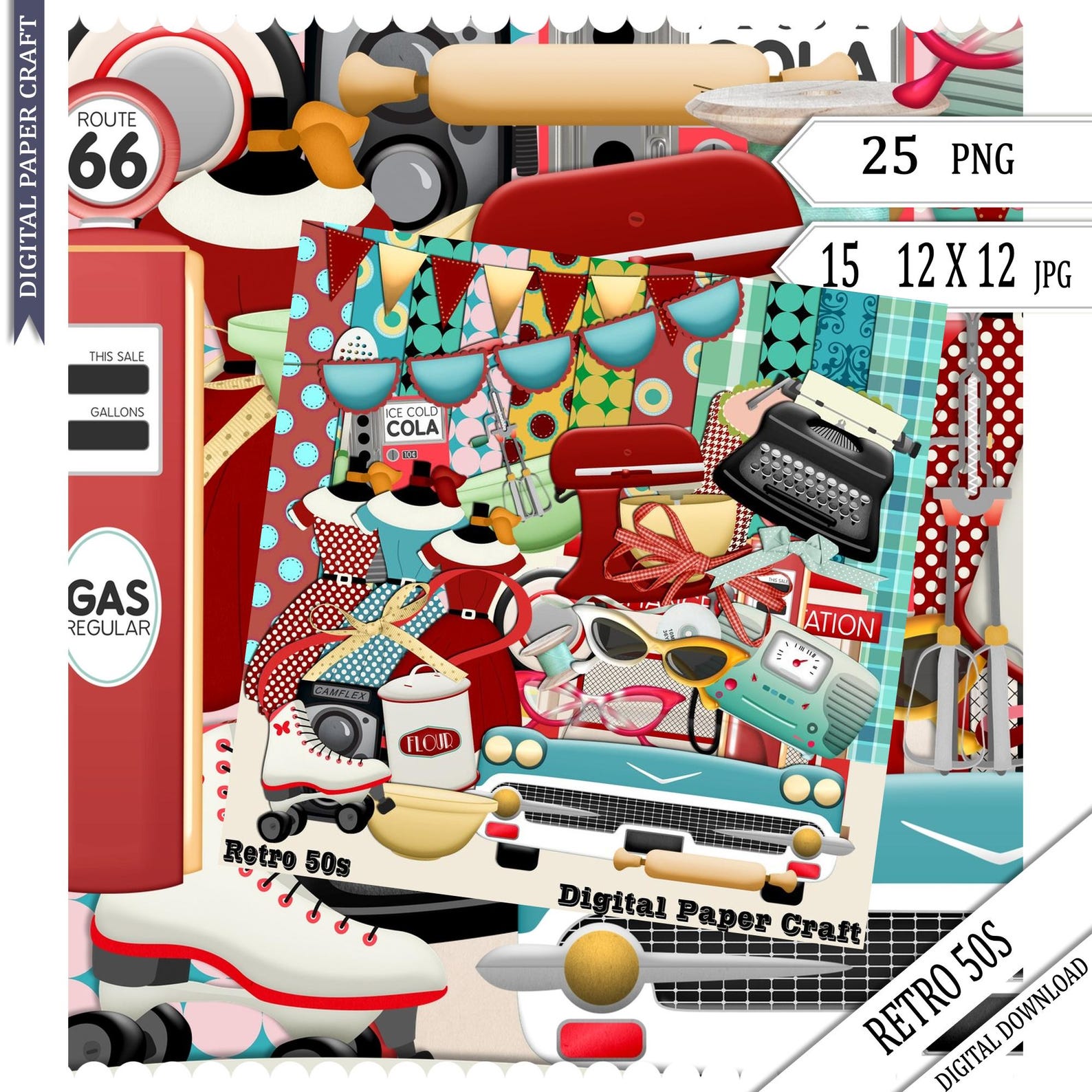 Retro Scrapbook, 50s Scrapbook, Scrapbooking Kit, 1950's Scrapbook Kit ...