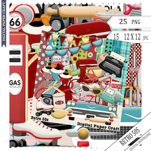 Retro Scrapbook, 50s Scrapbook, Scrapbooking Kit, 1950's Scrapbook Kit ...