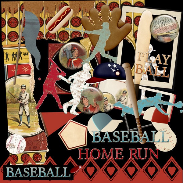 Baseball Scrapbook, Digital Scrapbook, American Baseball, Instant ...