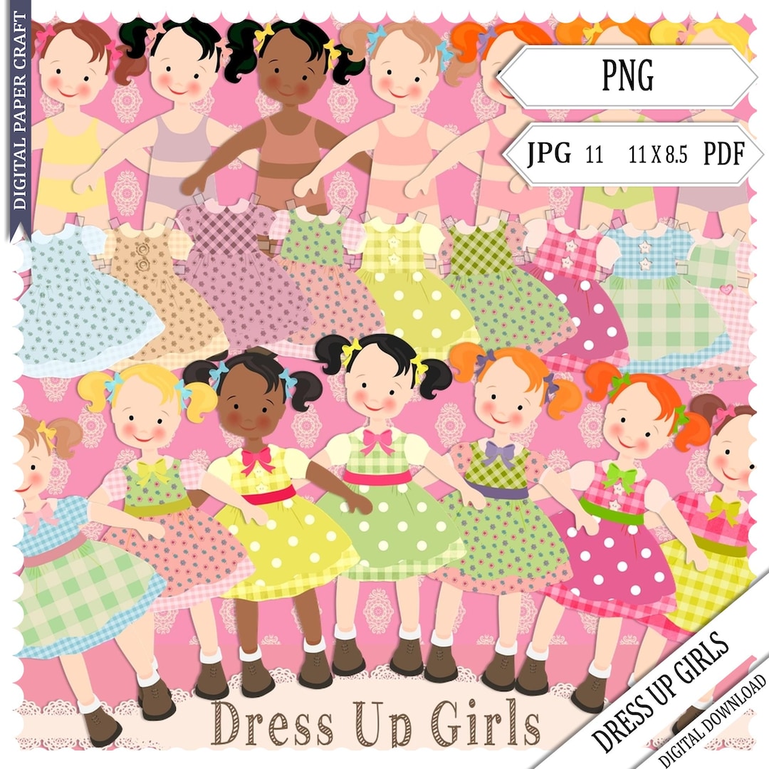 Printable Paper Doll,paper Dolls With Red, Brunette, Black, Orange, and ...