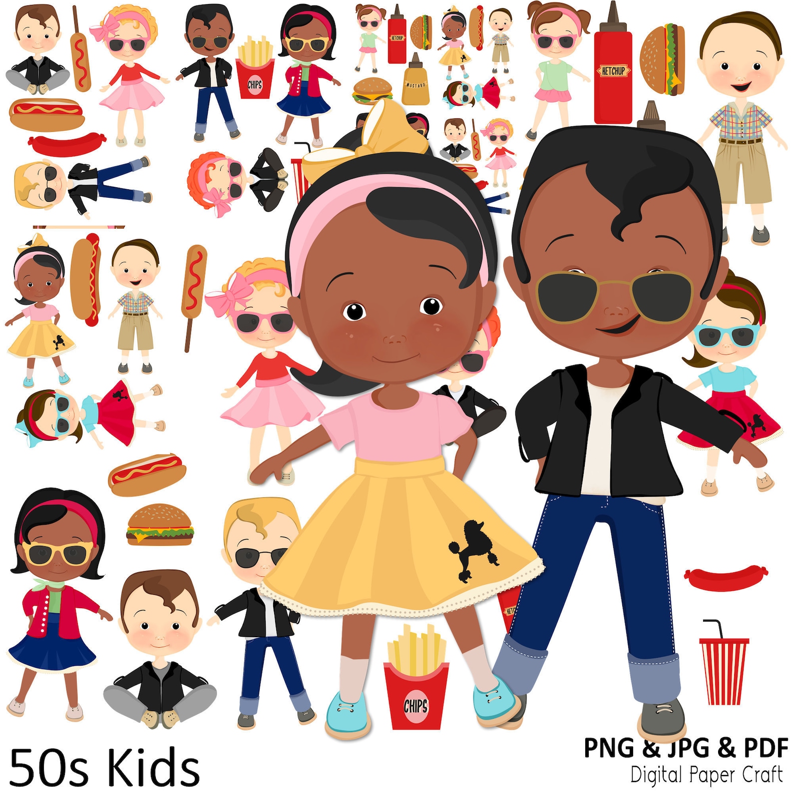 50s Clipart Children Clipart 1950 Clipart Rock N Roll - Etsy