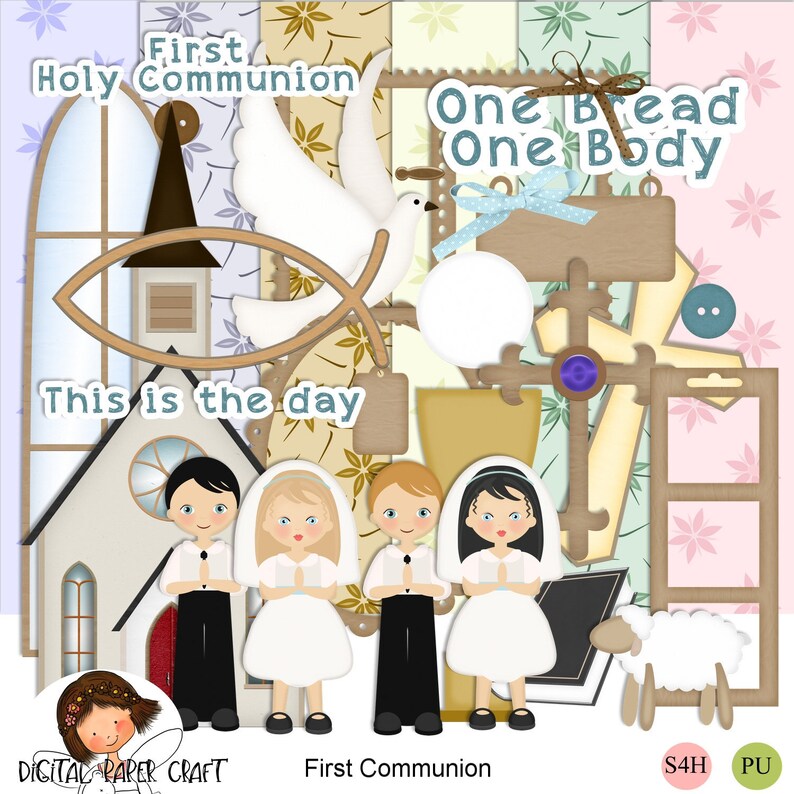 Communion Scrapbook Kit, Digital Holy Communion, Child Communion, Boy ...