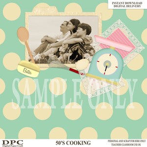 Cooking Scrapbook, Retro Scrapbook, Retro Kitchen, Instant Download ...