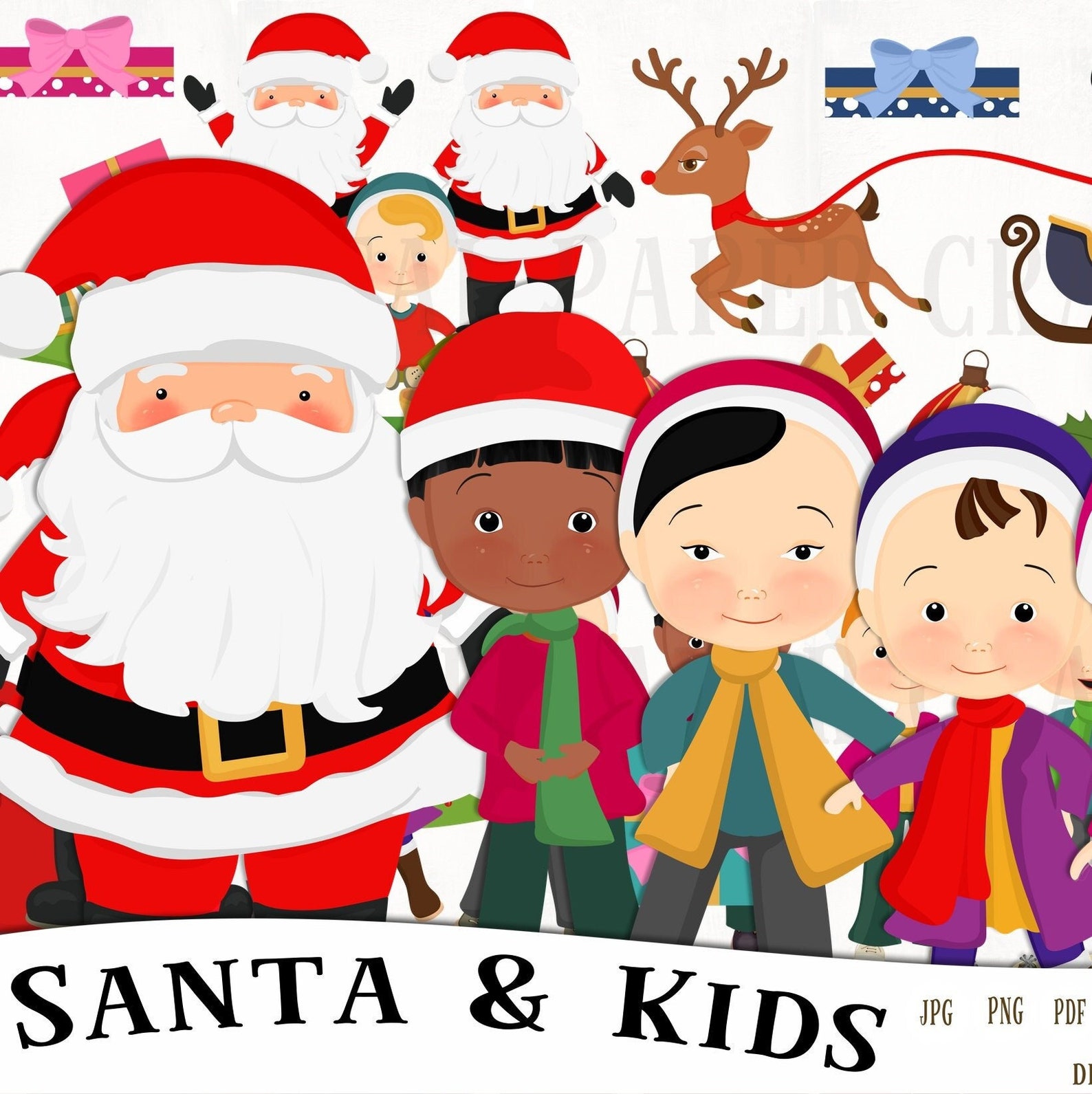 Santa Clipart, Children Clipart, Christmas, Clipart, Instant Download ...
