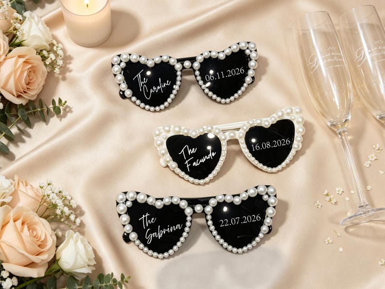 Custom Wedding Heart Shape Sunglasses Bridal Shower Party Favor ...
