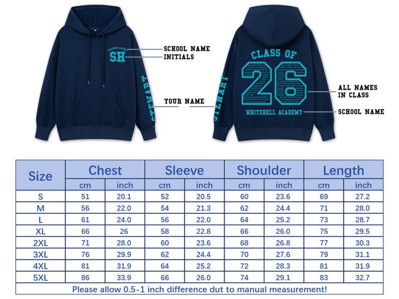 Custom School Leavers Hoodie,personalized Class of 2026 Hoodies, Class ...