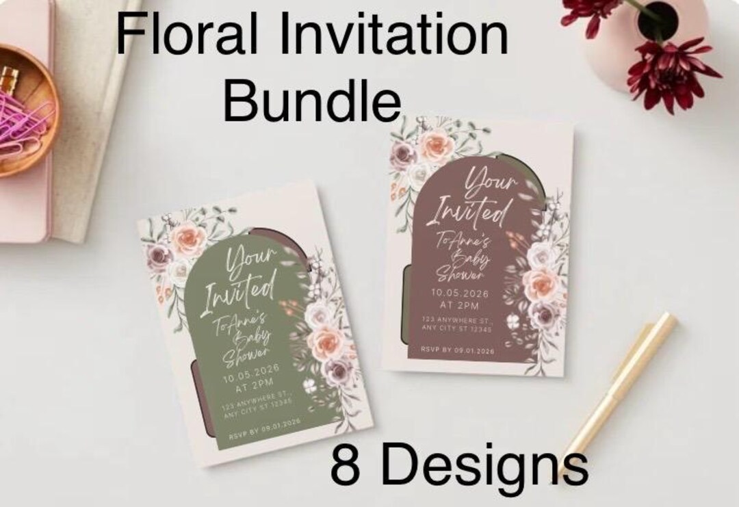 Floral Invitation Bundle | Editable Canva & Printable Garden Party ...